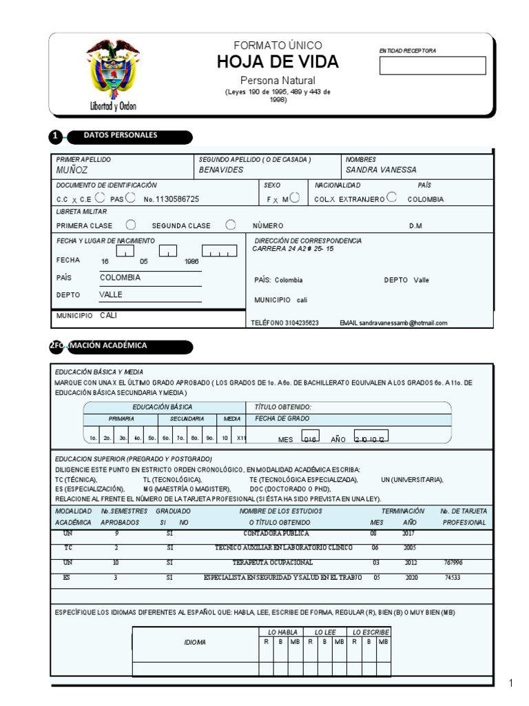 Hoja De Vida Funcion Publica Pdf Servicio Civil Business