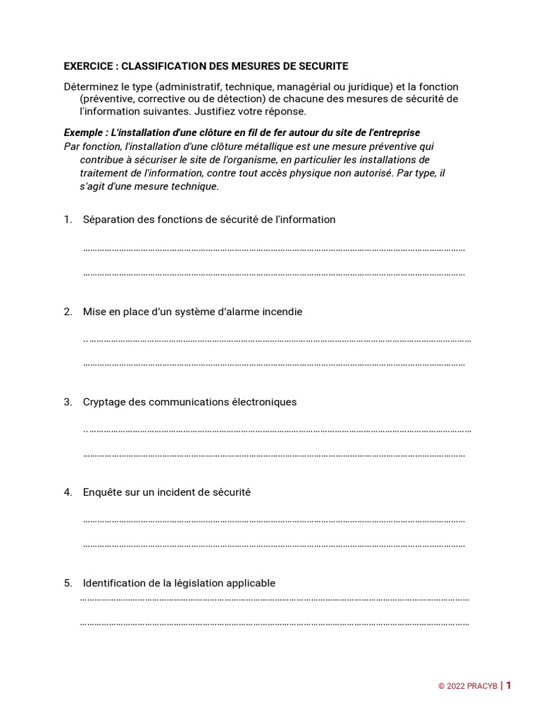 Classification Des Mesures de Sécurité | PDF