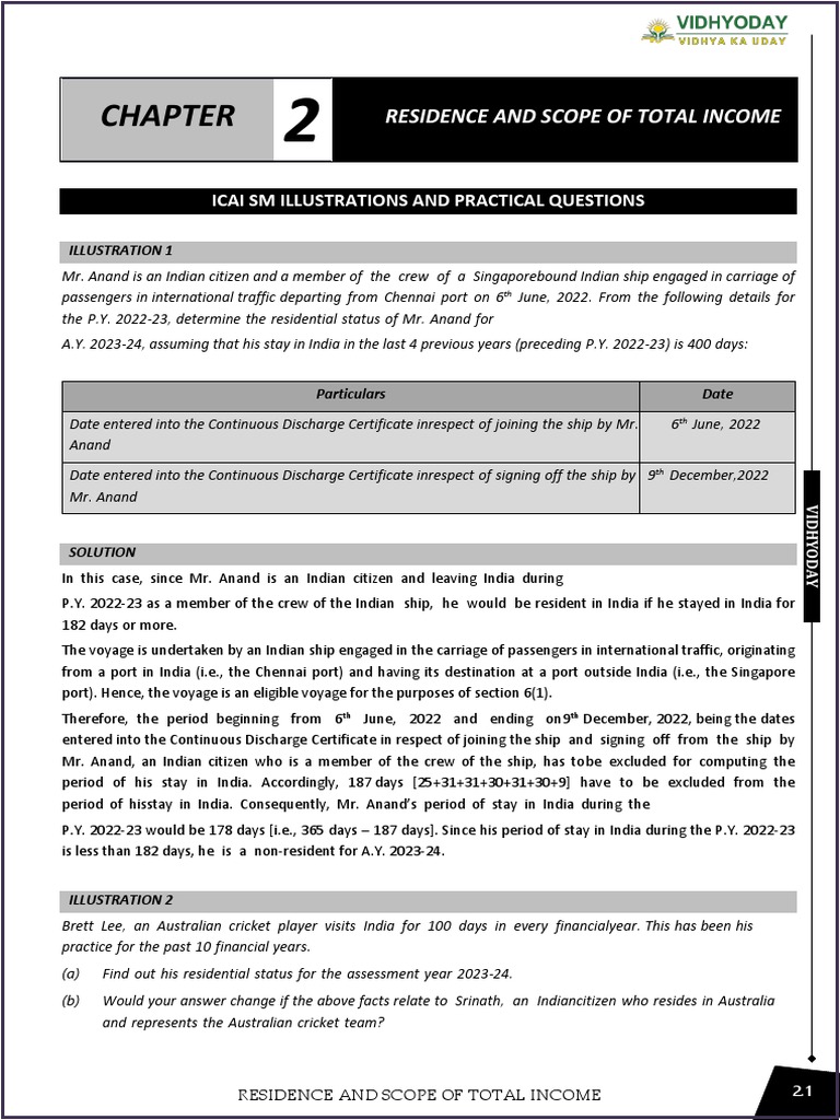 Residence and Scope of Total Income | PDF