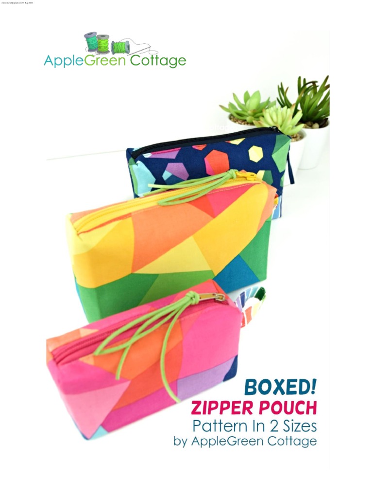 BOXED Zipper Pouch Free Pattern by AppleGreenCottage | PDF | Sewing ...