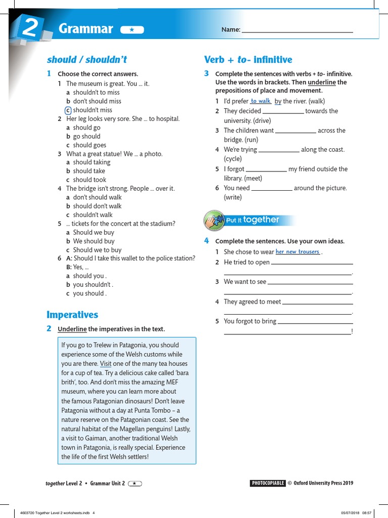 Together 2 Worksheets Unit2 | PDF