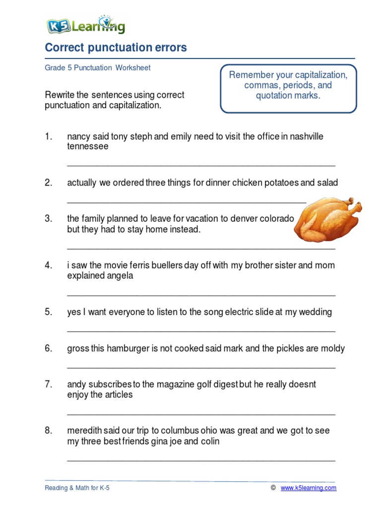 Grade 5 Punctuation Practice C | PDF