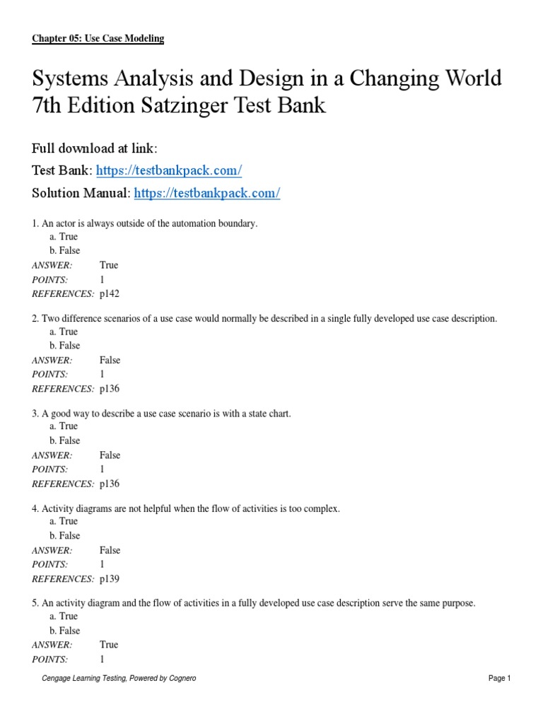 Systems Analysis and Design in A Changing World 7th Edition Satzinger ...
