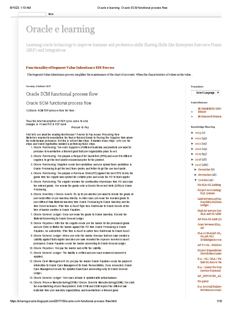 Oracle e learning_ Oracle SCM functional process flow | PDF