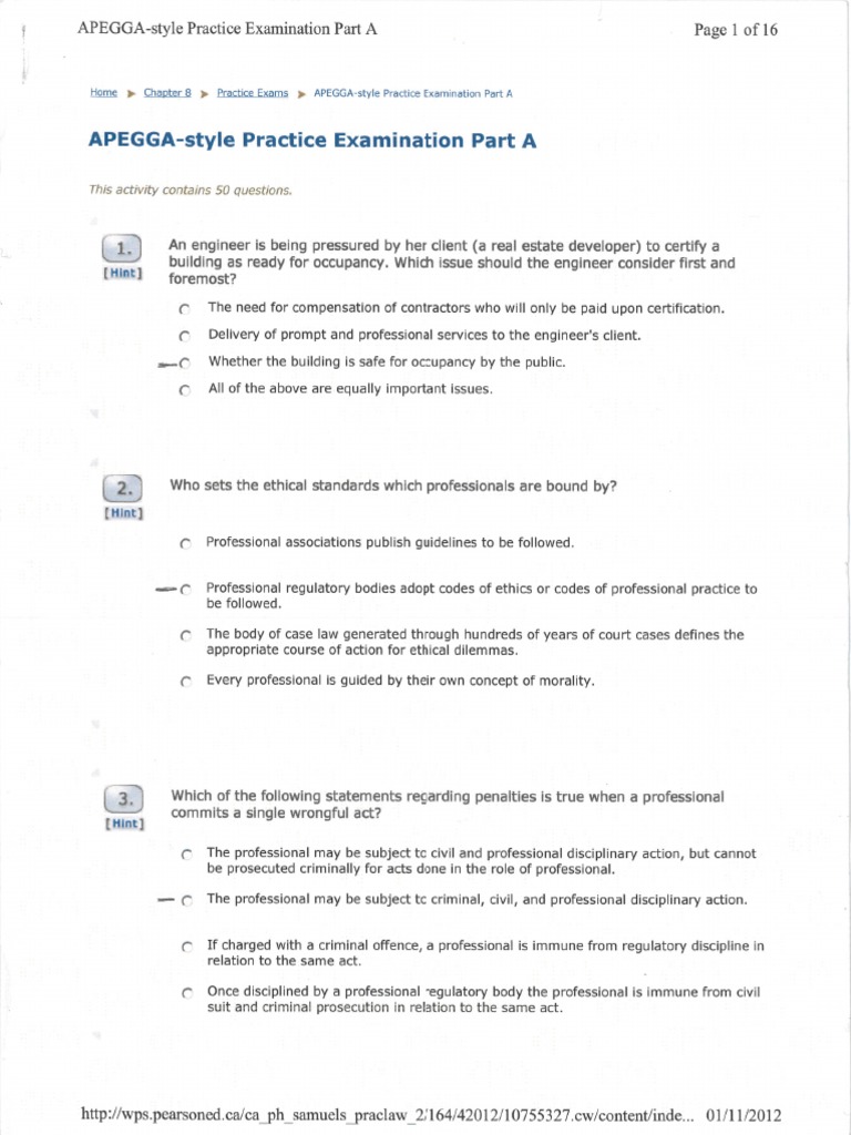 APEGA Style Practice Exam Part A-Answer | PDF
