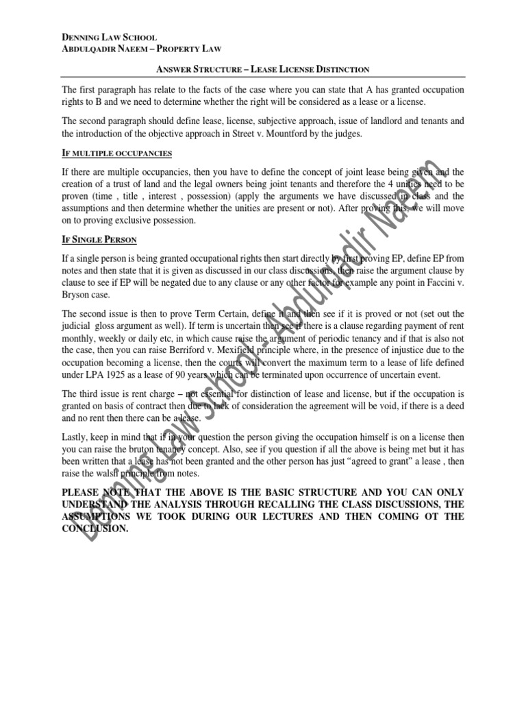 Lease vs. License: Legal Analysis Guide | PDF | Lease | Leasehold Estate