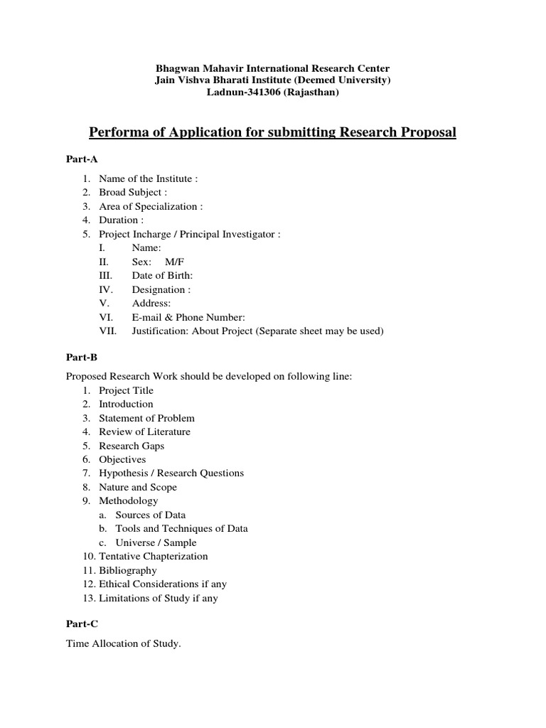 Research Proposal Guidelines - BMIRC | PDF