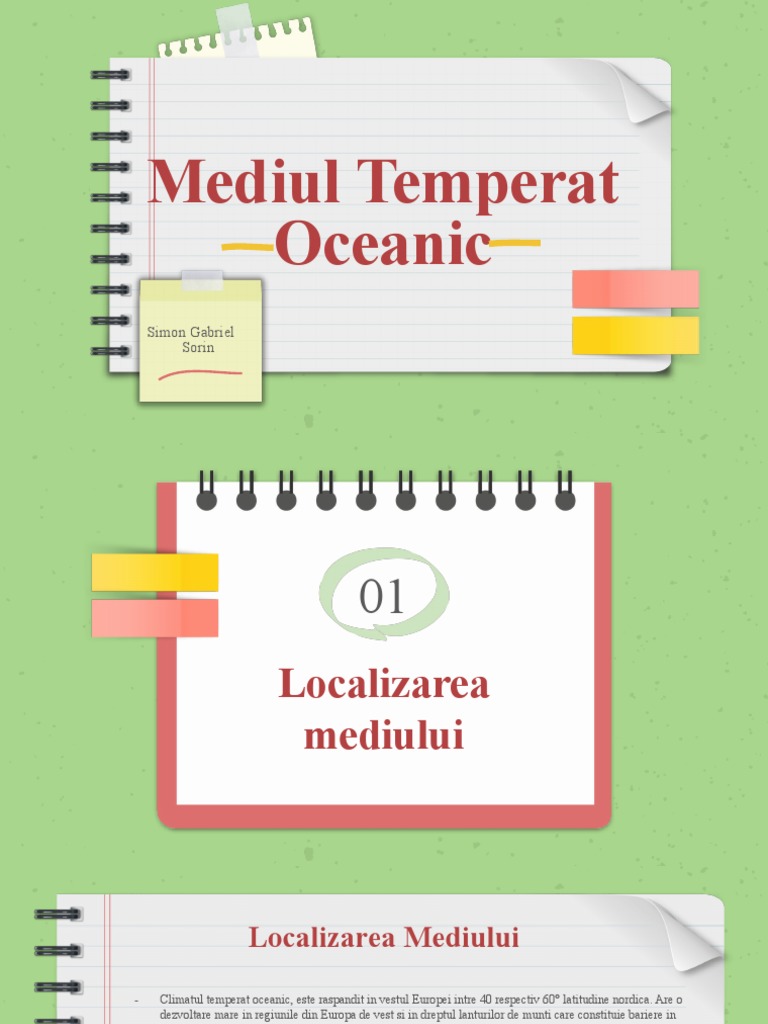 Proiect Geografic - Mediul Temperat Oceanic | PDF
