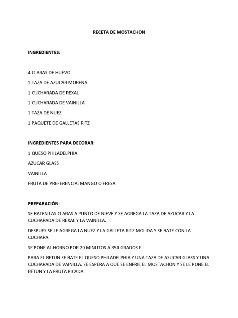 Receta Original de Mostachón | PDF