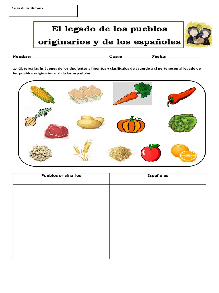 Guía Legado Pueblos Originarios y de Españoles 2° Basico | PDF