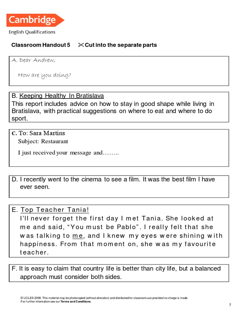 Cambridge-English-B2-First-Writing-Overview-Handout 5 | PDF