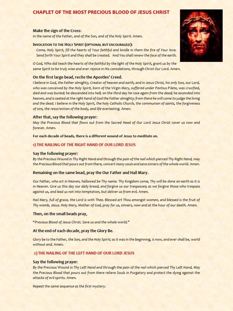 Chaplet of The Most Precious Blood of Jesus Christ-1 | PDF | Jesus ...