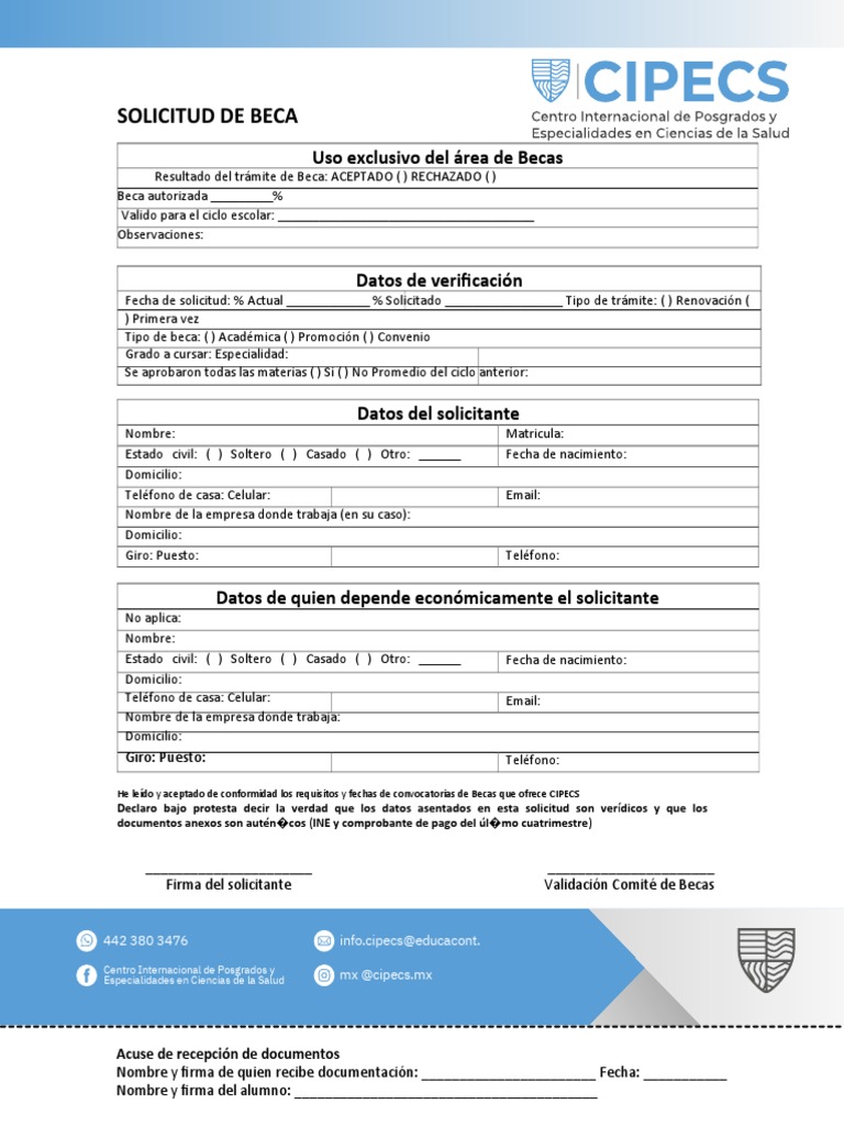 Solicitud Becas Cipecs | PDF | Derecho
