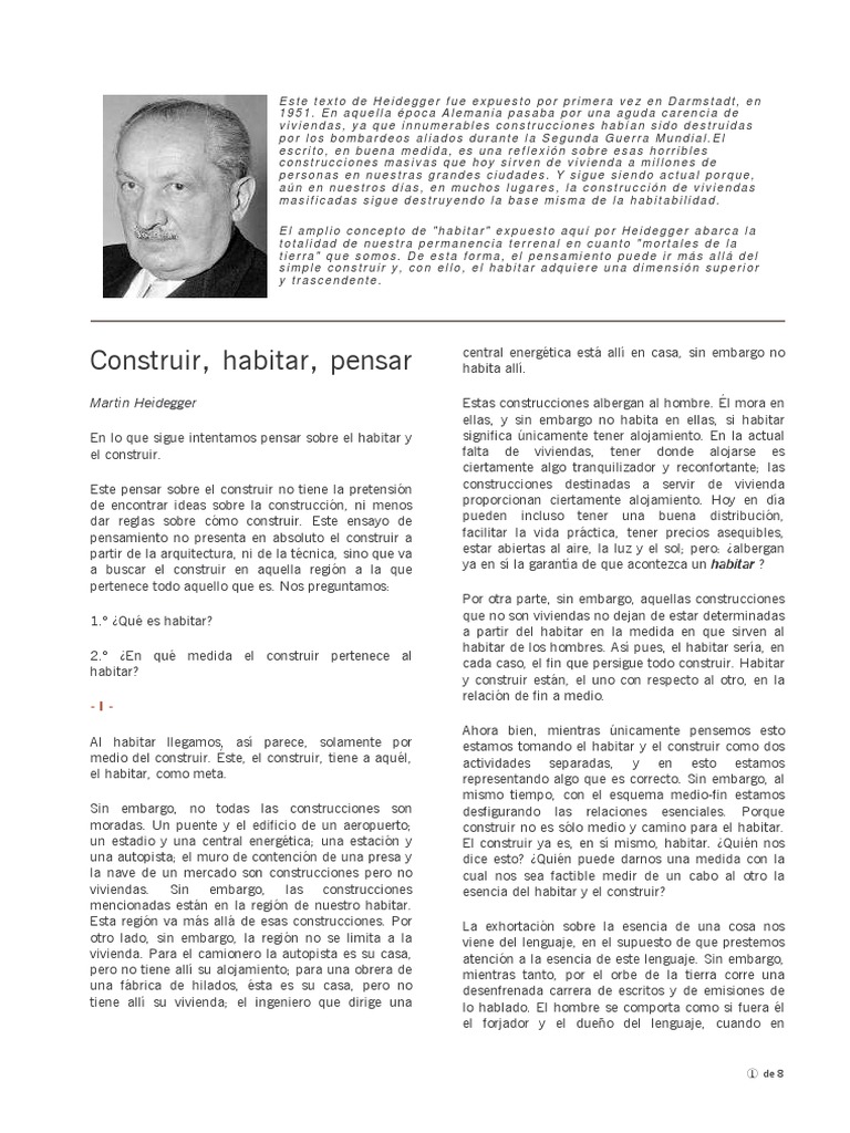 Reflexiones sobre habitar y construir | PDF