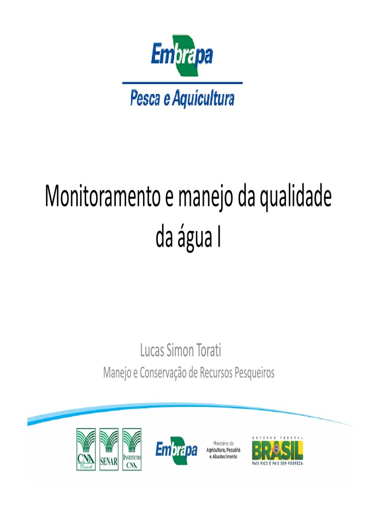 Aula 05 - Monitoramento e Manejo Da Qualidade Da Água I | PDF Aula 05 - Monitoramento e Manejo Da Qualidade Da Água I | PDF