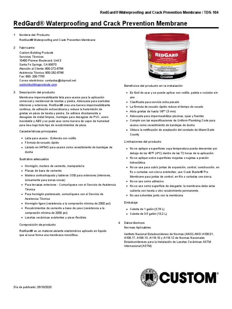 TDS 104 Spanish RedGard | PDF