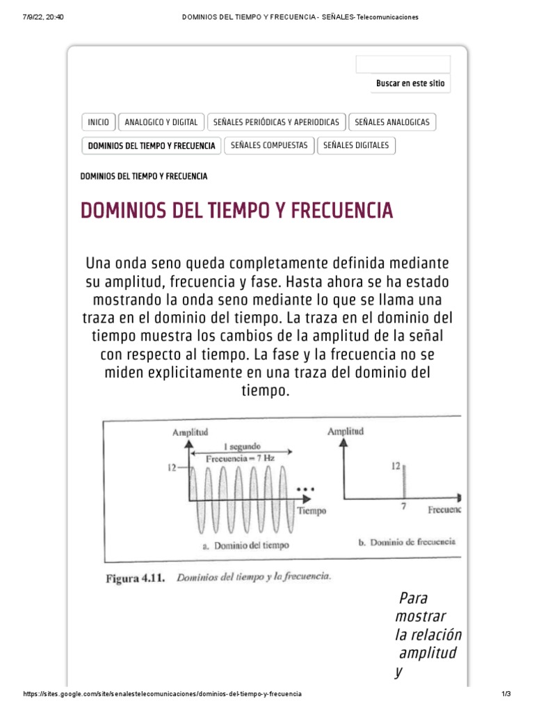 DOMINIOS DEL TIEMPO Y FRECUENCIA - SEÑALES-Telecomunicaciones | PDF