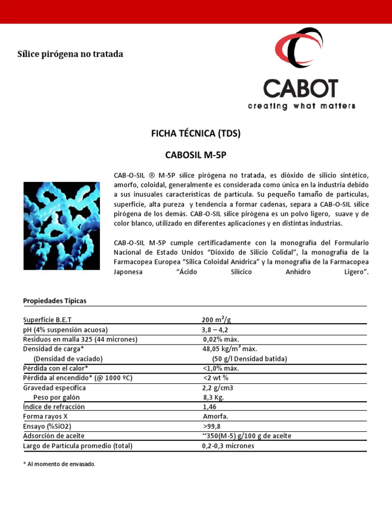 Cabosil M 5P | PDF | Química | Materiales