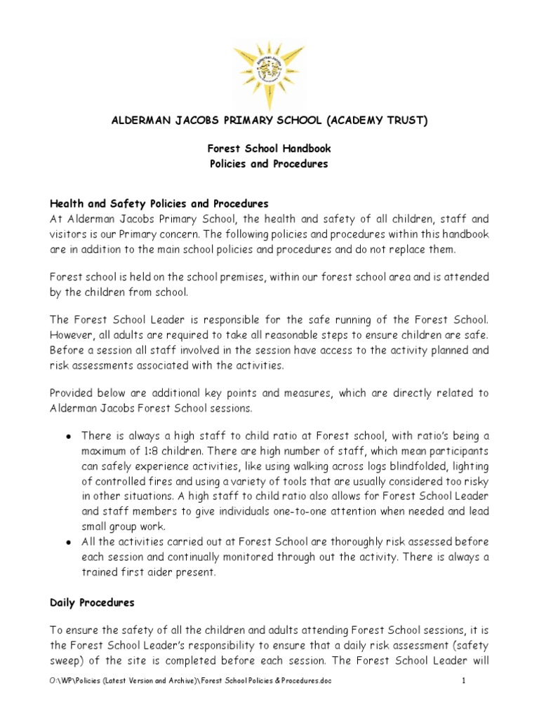 Forest School Policies and Procedures 1.217338810 | PDF