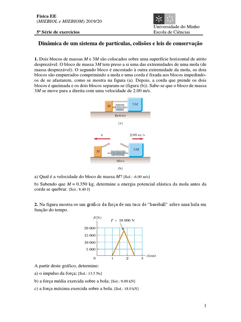 Serie5 - Dinam Sist Partículas | PDF | Ciências e Matemática