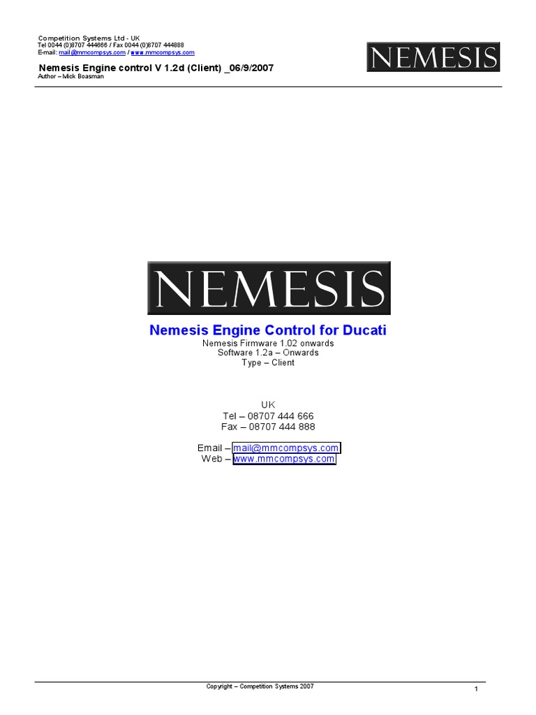 Nemesis Engine Control for Ducati | PDF