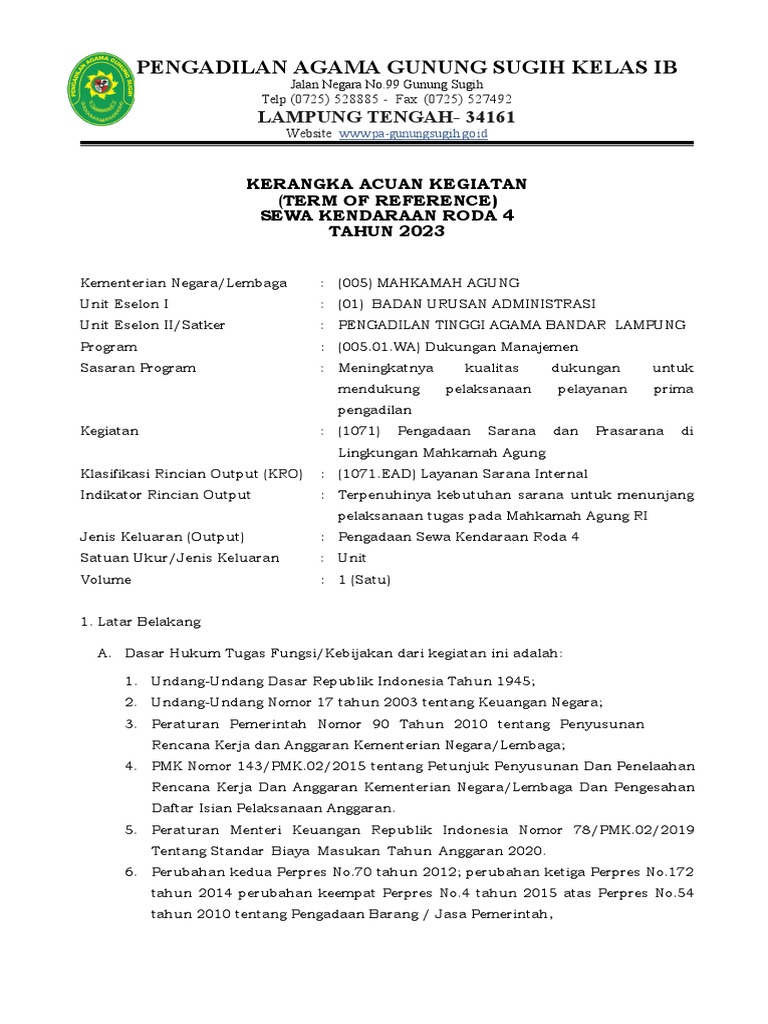 2022 TOR Belanja Modal Peralatan Dan Mesin RY | PDF | Pengelolaan ...
