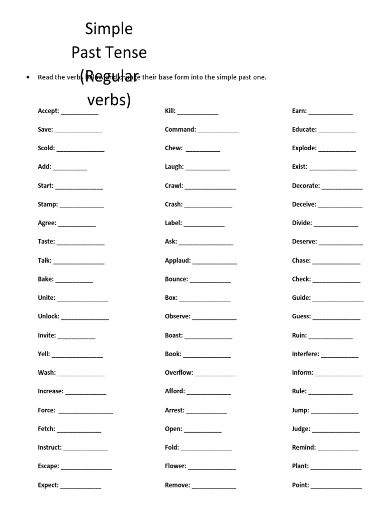 Simple Past Tense Verb Conversion | PDF | Home & Garden