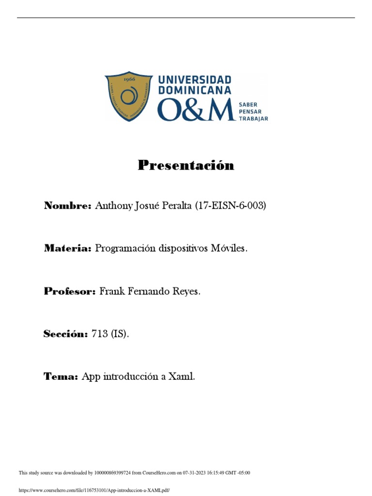 App Introduccion A XAML PDF | PDF
