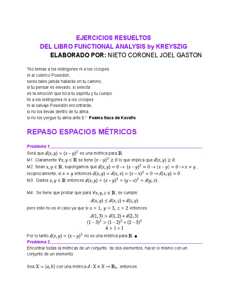 Ejercicios Resueltos Analisis Funcional | PDF
