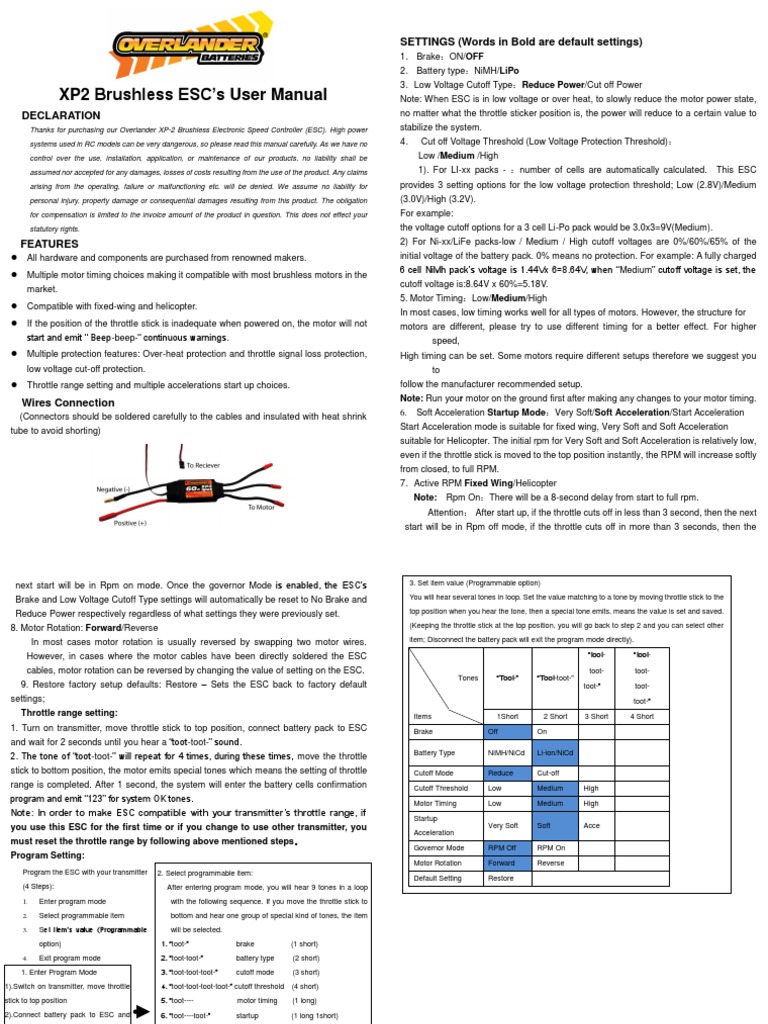 ESC Manual | PDF | Electrical Components | Manufactured Goods