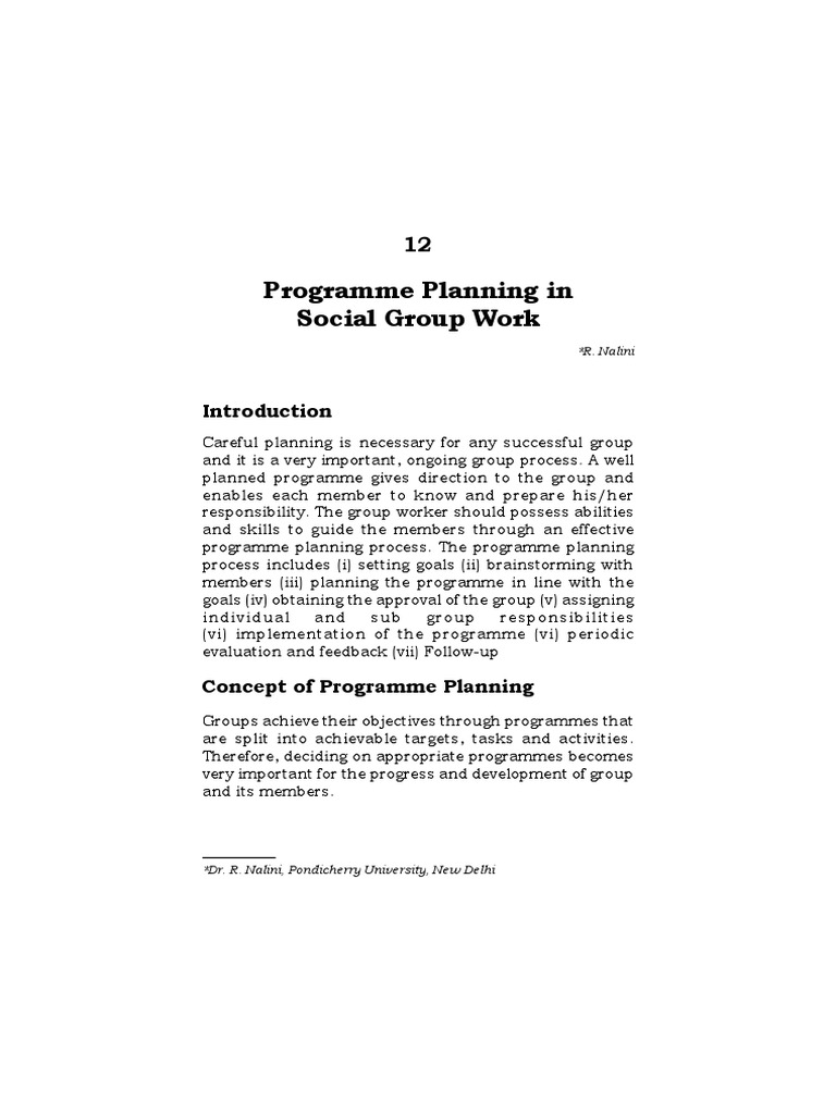 Programme Planningin Social Grupo Work | PDF | Experience | Social Group