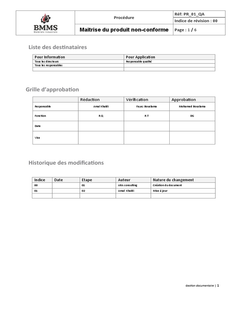 Procédure de Maîtrise Du Produit Non Conforme - v.0 | PDF