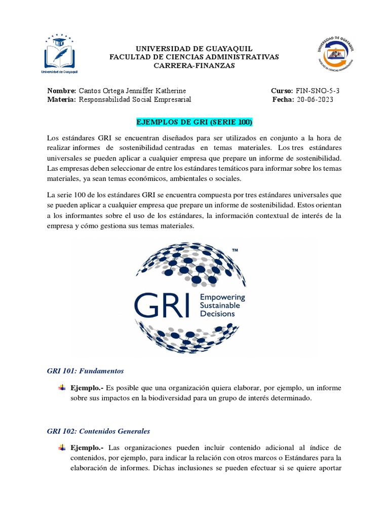 Ejemplos de Gri (Serie 100) | PDF