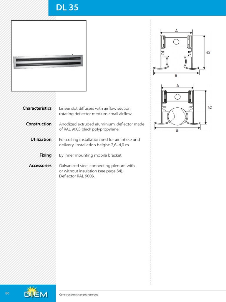 Linear Slot Diffuser Specs | PDF | Manufactured Goods | Building Materials