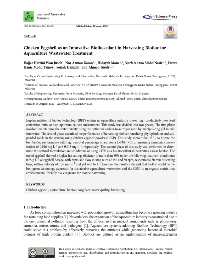 Chicken Eggshell As An Innovative Bioflocculant in | PDF