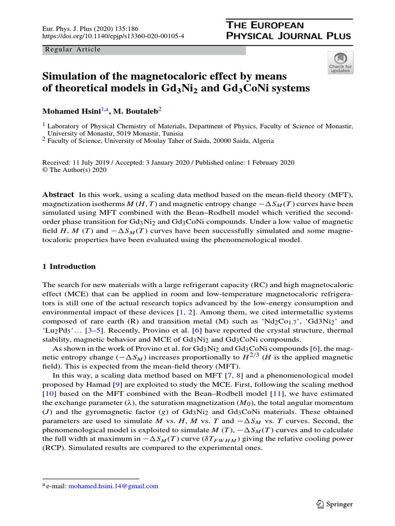 Hsini-Boutaleb2020 Article SimulationOfTheMagnetocaloricE | PDF ...