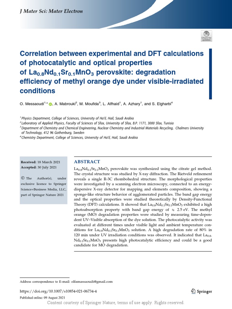Correlation Between Experimental And Dft Calculati Pdf Physical