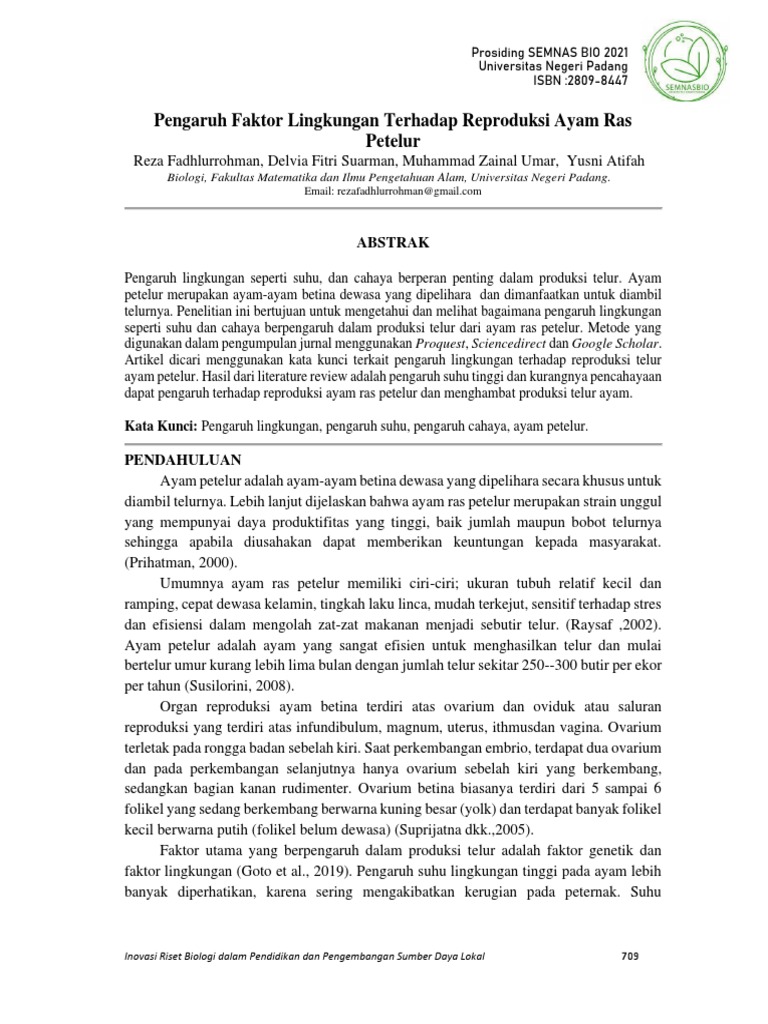 Pengaruh Faktor Lingkungan Terhadap Reproduksi Ayam Ras | PDF