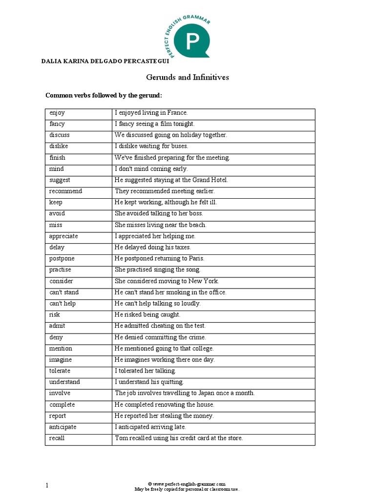 Gerundios e Infinitivos | PDF