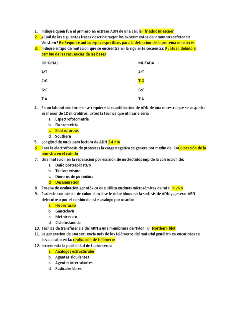 Examen Final Bio Mol 2do Semestre | PDF