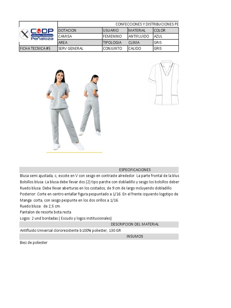 Ficha Tecnica Uniforme Antifluido | PDF
