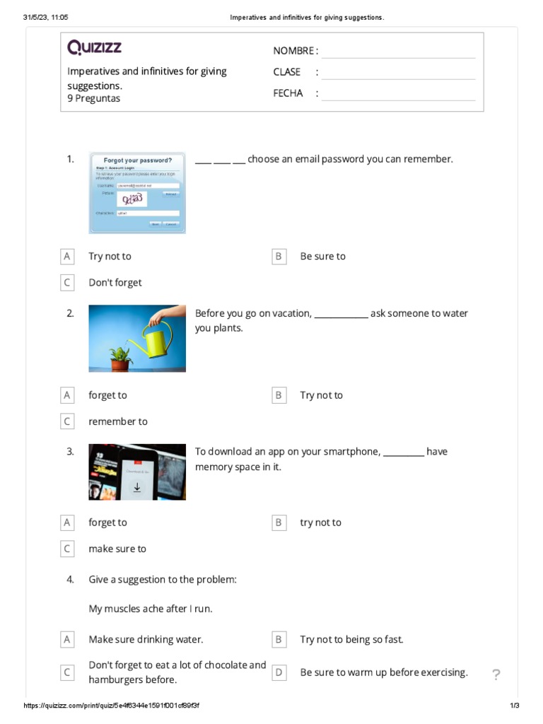 Imperatives and Infinitives For Giving Suggestions | PDF