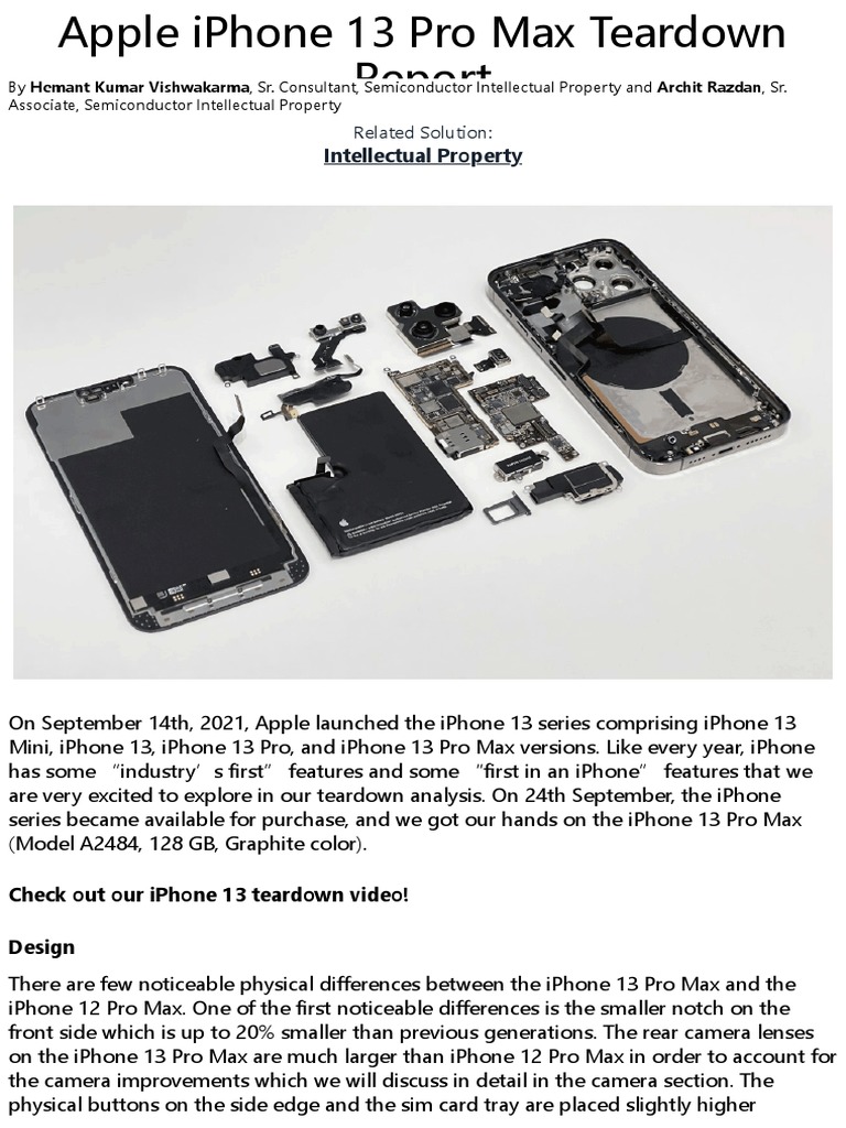 Apple Iphone 13 Pro Max Teardown Report - UnitedLex | PDF | I Phone | Image Stabilization