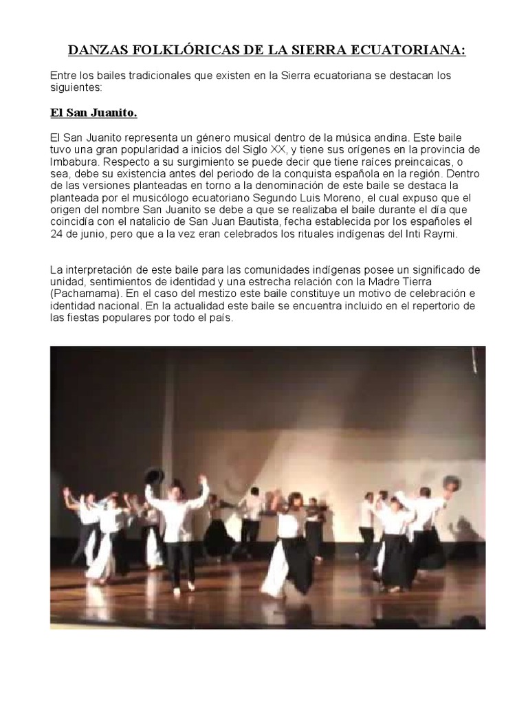 Danzas Folklóricas de La Sierra Ecuatoriana | PDF | Bailes | Las artes ...