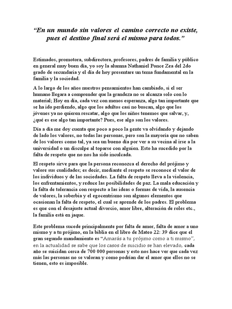 Oratoria de Valores | PDF | Estilo de vida