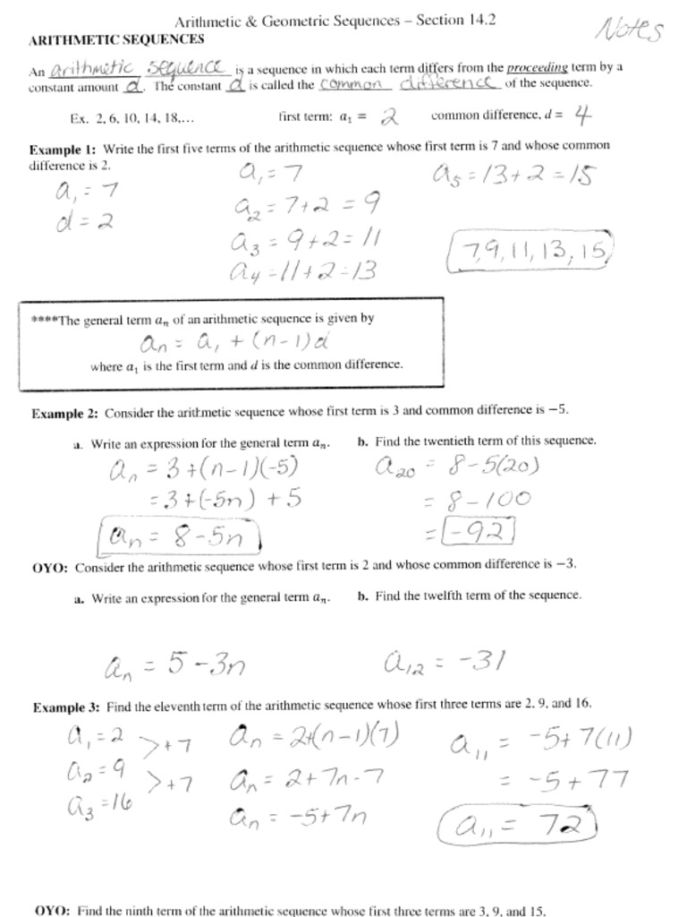 Arithmetic and Geometric Sequences Key | PDF