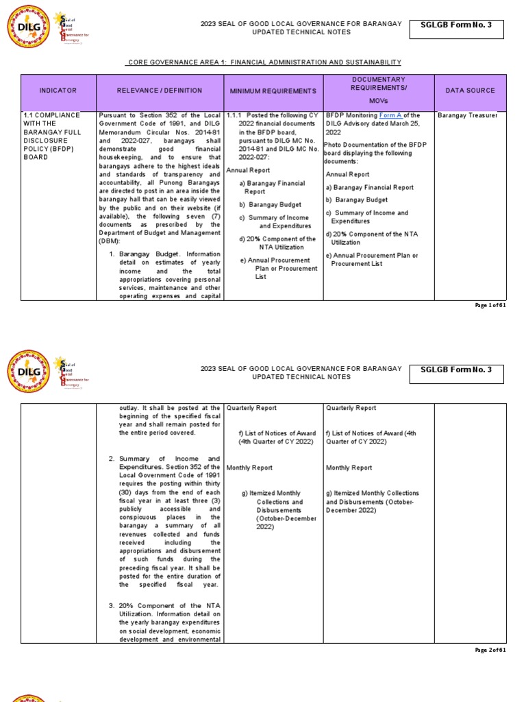 Updated 2023 SGLGB Form 3 Technical Notes | PDF