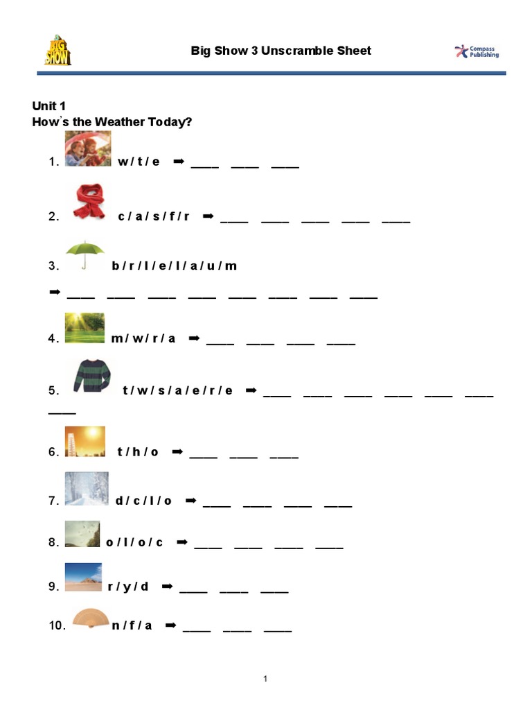 Big Show3 - Unscramble Sheet | PDF