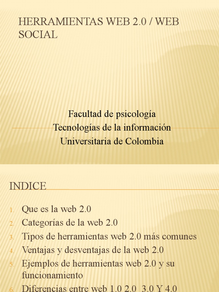 Herramientas Web 2.0 Diapositivas | PDF | web 2.0 | Red mundial