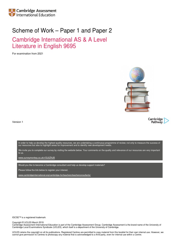 English in Literature Alevel Paper 1 and Paper 2 Scheme of Work | PDF ...